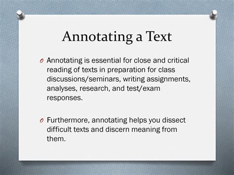 Annotating A Text Annotating Is Essential For Close And Critical Reading Of Texts In Preparation