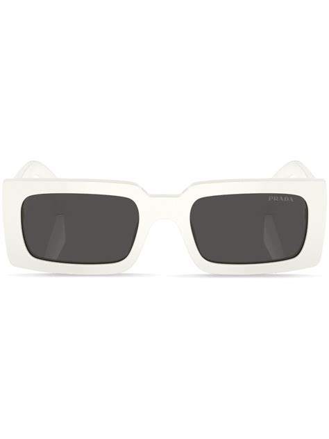 Prada Eyewear Logo Lettering Rectangular Sunglasses White Farfetch Ao