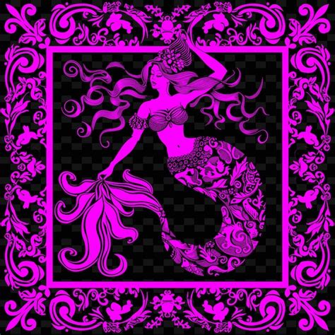 Premium Psd Siren Line Art With Tail And Hair For Decorations In The