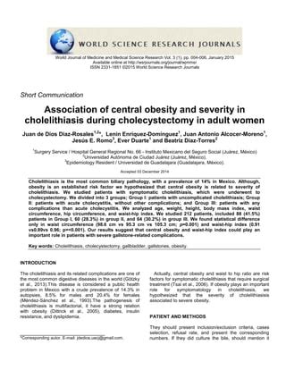 Association Of Central Obesity And Severity In Cholelithiasis During