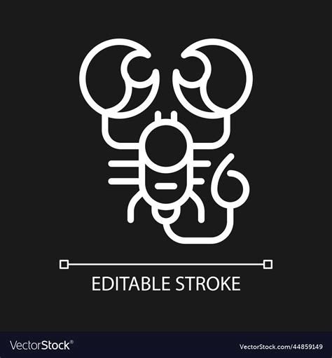 Scorpion Pixel Perfect White Linear Icon For Dark Vector Image