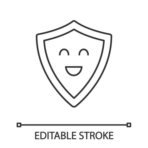 Smiling Shield Linear Icon Reliable Protection Security Thin Line