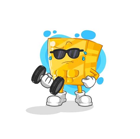 Premium Vector Gold Lifting Dumbbell Vector Cartoon Character