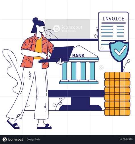 Girl Using Net Banking Animated Illustration Download In Json Lottie