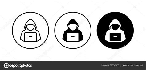 Computer Hacker Laptop Icon Spy Agent Searching Sign Symbol Logo Stock