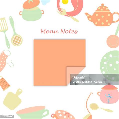 Bingkai Terbuat Dari Peralatan Dapur Dengan Daun Untuk Catatan Di