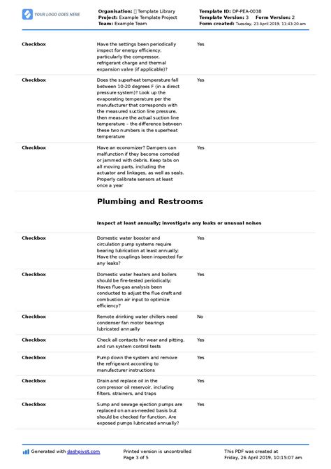 Preventative Maintenance Checklist For Buildings Free And Editable