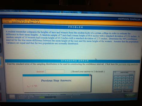 Solved You Were Asked To Find The Standard Error Of The Chegg