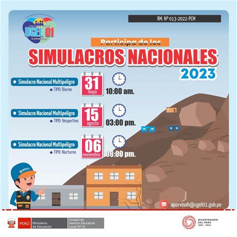 PARTICIPA DE LOS SIMULACROS NACIONALES CRONOGRAMA 2023 Ugel01 En