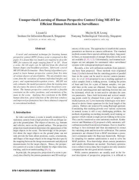 Pdf Unsupervised Learning Of Human Perspective Context Using Me Dt For Efficient Human