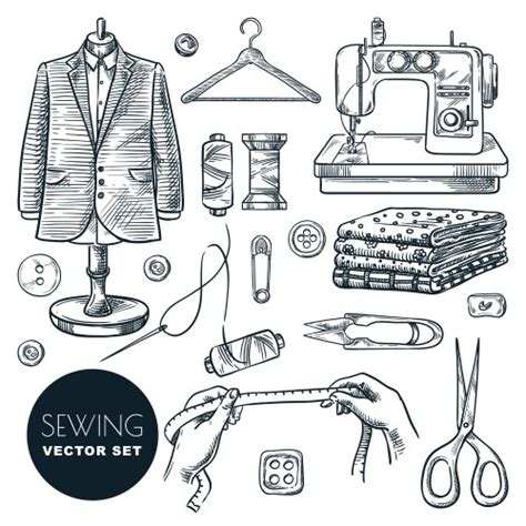 Sewing Tools Set Royalty Free Vector Image Vectorstock