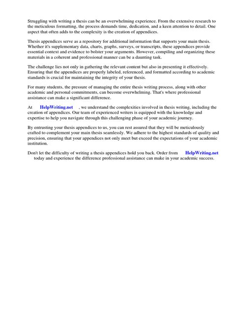 Thesis Appendices Sample Download Free Pdf Apa Style Thesis