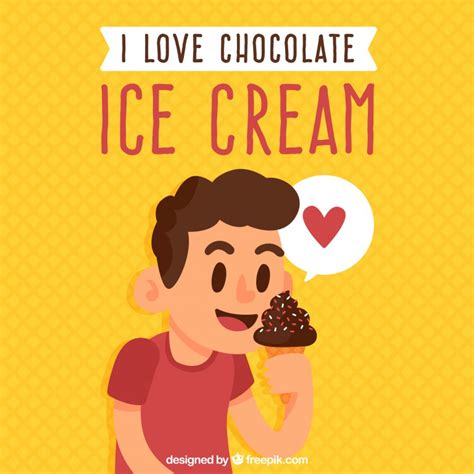 دانلود وکتور پسری در حال خوردن بستنی شکلاتی دانلود رایگان فایل لایه باز، Psd، وکتور، لوگو و موکاپ