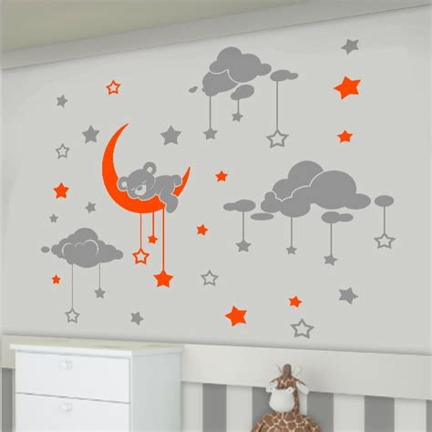 Adesivo De Parede Ursinho Dormindo Na Lua Eg X Cm Elo