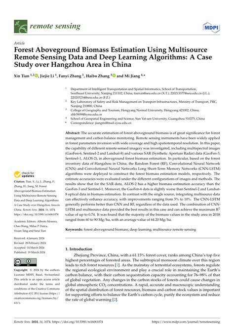 Pdf Forest Aboveground Biomass Estimation Using Multisource Remote