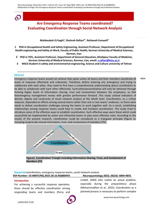 Pdf Are Emergency Response Teams Coordinated Evaluating Coordination