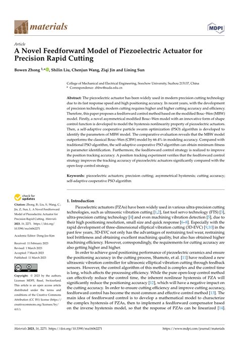 pdf a novel feedforward model of piezoelectric actuator for precision