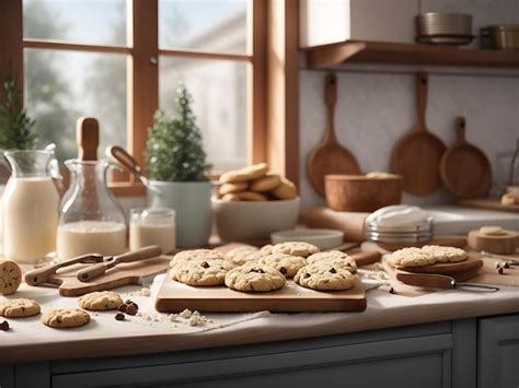 Premium Ai Image A Cozy Kitchen Scene With A Baking Theme Featuring