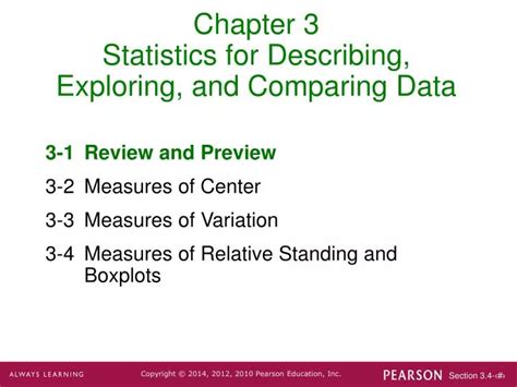 Ppt Chapter 3 Statistics For Describing Exploring And Comparing