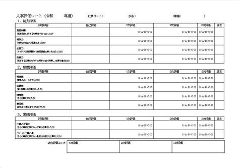 会社規程 規定 規則の書き方 人事評価シート