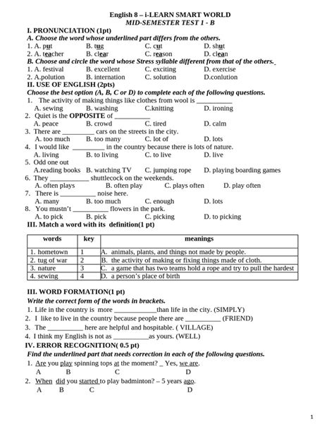 The First Mid Semester Test Pdf