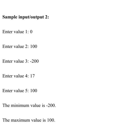 Sample Input Output 1 Enter Value 1 5 Enter Value Chegg
