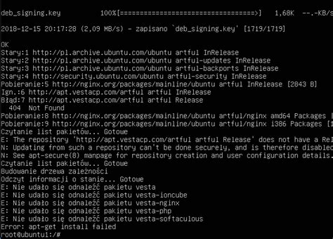 Vestacp Error Ap Get Install Failed Nie Udało Się Odnaleźć Pakietu