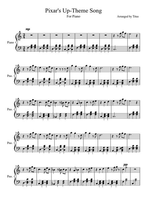 Pixar Up Theme Song Violin Music Sheet Music Piano Sheet Music