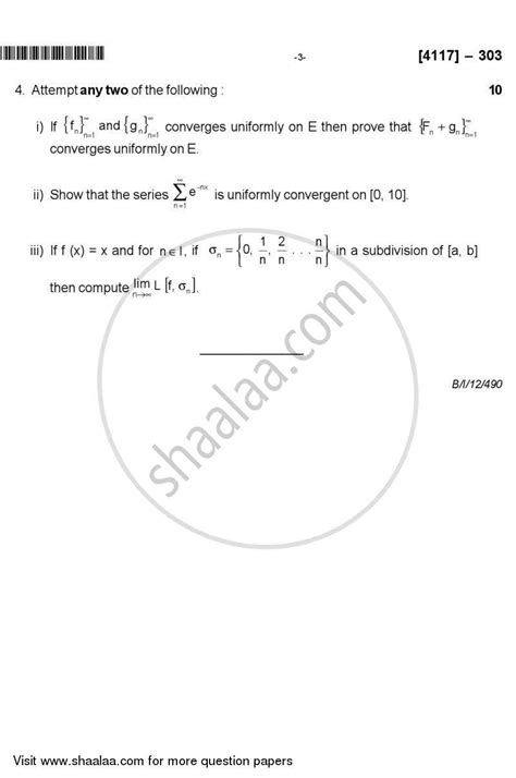 Problem Set 1 2012 2013 B Sc Mathematics Semester 5 TYBSc Question