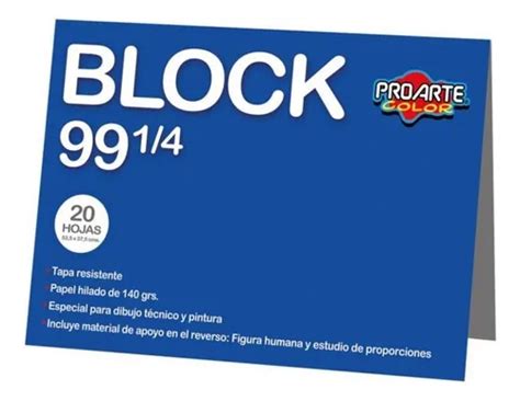Block De Dibujo N° 99 Grande 1 4 20 Hojas Proarte Pack X 3 Cuotas Sin Interés