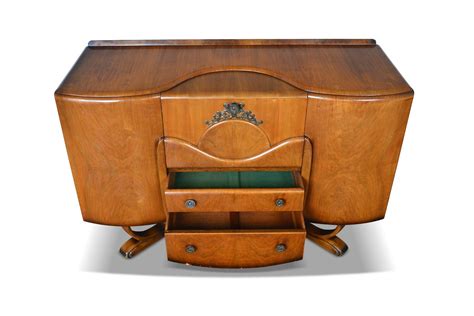Beautility Art Deco Cocktail Bar Drinks Cabinet In Walnut For Sale At