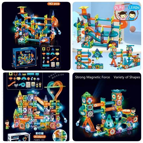 ตัวต่อแม่เหล็กรางลูกแก้วมีไฟ Magic Magnetic Blocks 110150202 ชิ้น Playtolearn Thaipick