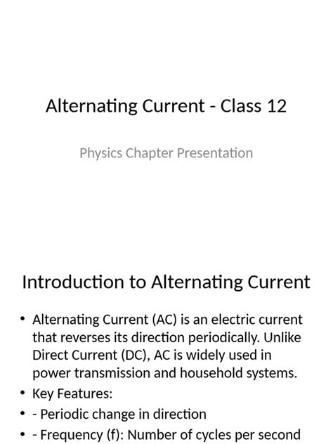 Alternating Current Class 12 Pdf