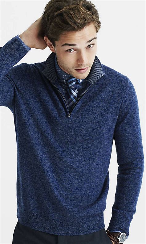 Merino Wool Zip Up Mock Neck Sweater From Express Sweater Outfits Men