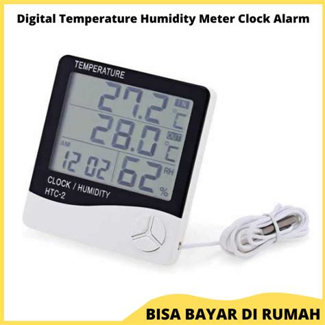 Digital Temperature Humidity Meter Clock Alarm Calender Htc 2