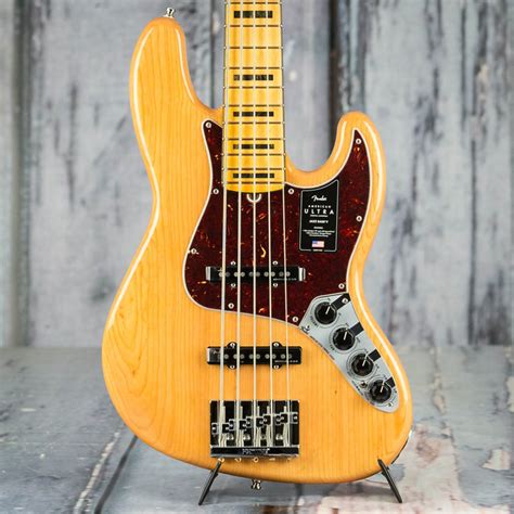 Fender American Ultra Jazz Bass V 5 String Aged Natural For Sale