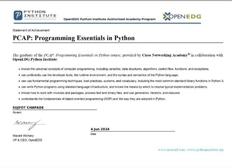 Sujyot Chapade On Linkedin Python Pythoninstitute Cisco