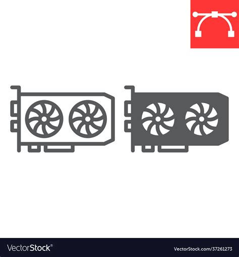 Gpu Card Line And Glyph Icon Hardware Bitcoin Vector Image