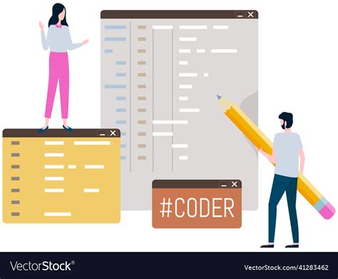 Programmer Engineering And Coding Set Royalty Free Vector
