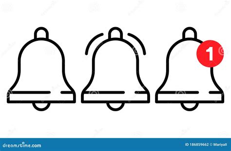 Vector Icon Set Of Notification Incoming Message Ringing Bell In Line Style Stock Vector