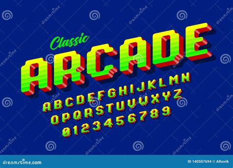 Retro Style Arcade Games Font Stock Vector Illustration Of Geometric Alphabet 140507694