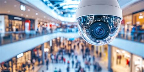 A High Definition Security Camera Captures A Busy Shopping Mall Scene