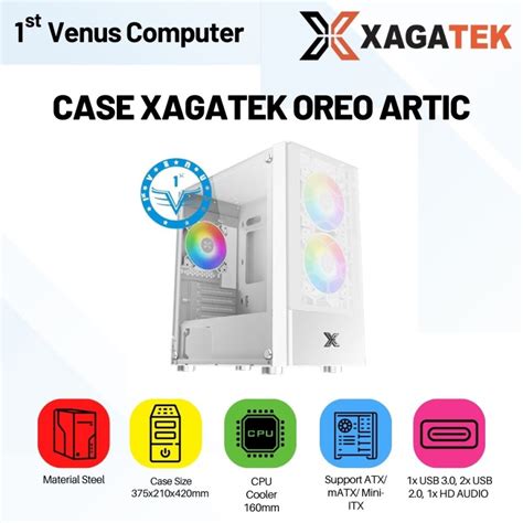 Jual Casing Pc Gaming Xagatek Oreo 3 Fan Arctic Tempered Case Case01 Xag Shopee Indonesia