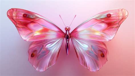 Glass Like Pink Butterfly With Iridescent Wings Stock Illustration