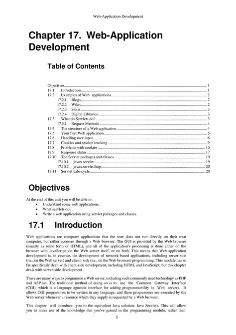 Web Designing Chapter 17 Part 1 Chapter 17 Web Application