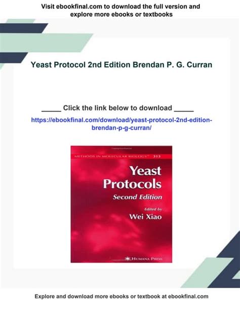 Yeast Protocol 2nd Edition Brendan P G Curran Pdf