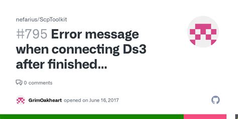 Error Message When Connecting Ds3 After Finished Installation · Issue