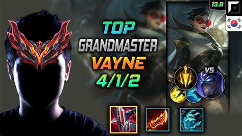 천상계 탑 베인 템트리 룬 철갑궁 치속 Grandmaster Vayne Top Vs Shen 롤 Kr 138 Youtube