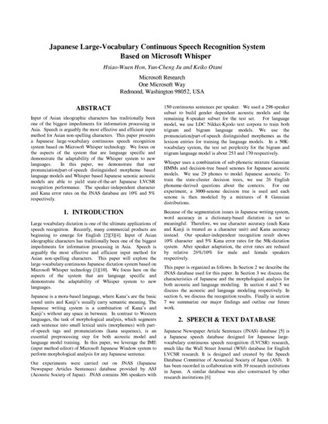 pdf japanese large vocabulary continuous speech recognition system