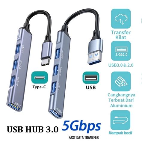 Jual Usb Hub 4 Port Type C Usb 3 0 High Speed 5gbps Shopee Indonesia